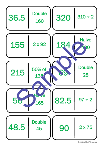 Doubles / Halves Activities 2 / 3 Digits | Teaching Resources