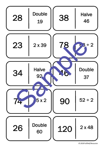 Doubles / Halves Activities 2 / 3 Digits | Teaching Resources