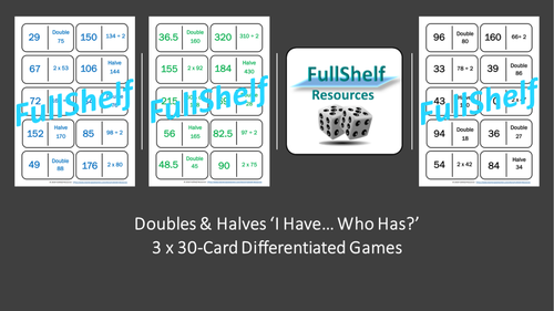 Doubles / Halves Activities 2 / 3 Digits | Teaching Resources