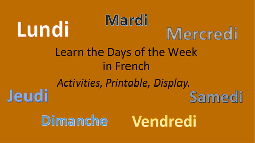 Learn French Days of the Week | Teaching Resources