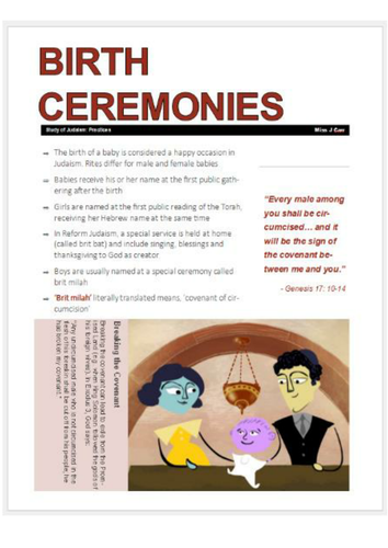 WJEC Eduqas Jewish Practices: Birth Ceremonies Exam Booklet | Teaching ...