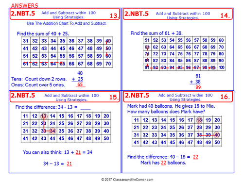 2.NBT.5 Math NO PREP Task Cards— Add & Subtract within 100 Using ...