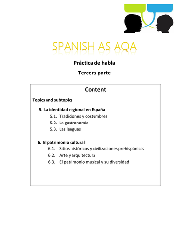 Spanish AS - paper 3 AQA - question bank - part 3 | Teaching Resources