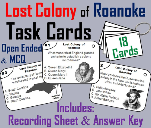 Roanoke, Jamestown and Plymouth Colonies Task Cards Bundle | Teaching ...