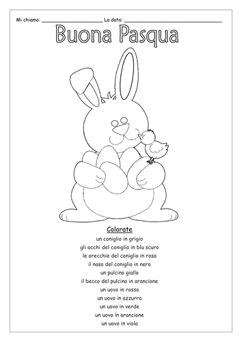 ITALIAN - Easter - Colour by numbers - Worksheets | Teaching Resources
