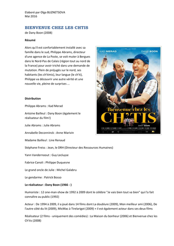 Film 'Bienvenue chez les Ch'tis' | Teaching Resources