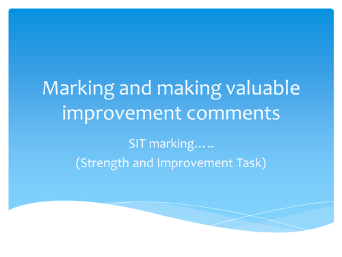 Whole School CPD SIT Marking: Improve feedback with SIT marking ...