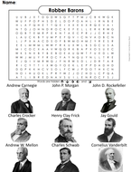Gilded Age Robber Barons Word Search | Teaching Resources