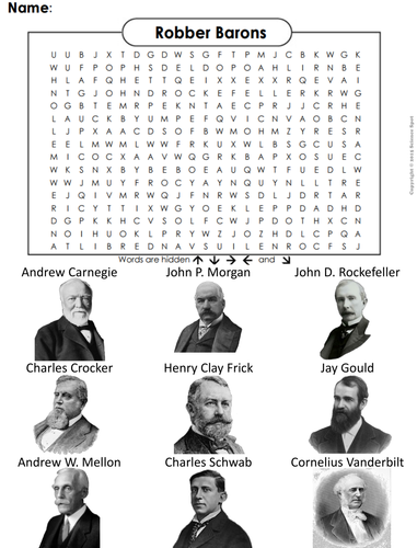 Gilded Age Robber Barons Word Search | Teaching Resources