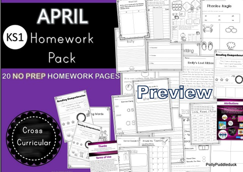 April Homework Pack for KS1 | Teaching Resources