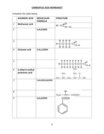 CARBOXYLIC ACID WORKSHEET WITH ANSWER | Teaching Resources