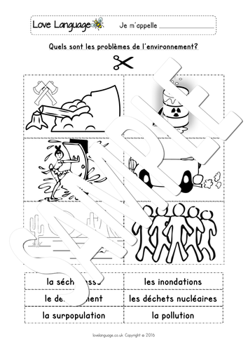 French environmental issues - activity pack - spinners, sentence ...