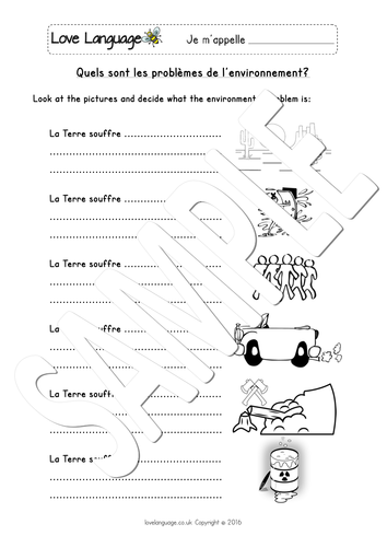 French environmental issues - activity pack - spinners, sentence ...