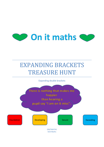 Expanding Double Brackets _ Treasure Hunt | Teaching Resources