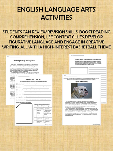 NCAA Tournament: No-Prep March Madness Reading and Math Activities ...
