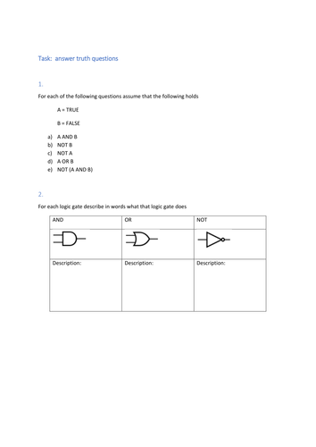 GCSE Computer Science 9-1 – Computational logic and Binary gates ... GCSE Computer Science 9-1 – Computational logic and Binary gates ...