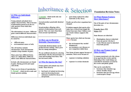 GCSE Biology Inheritance Revision Foundation | Teaching Resources