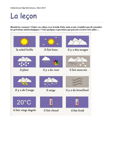 Weather (le temps) in French | Teaching Resources
