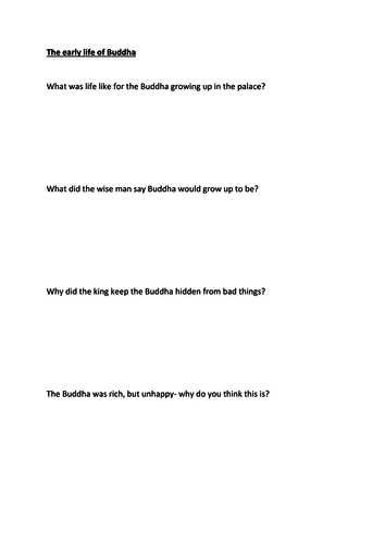 Reflections on Wealth and the Early life of Buddha | Teaching Resources