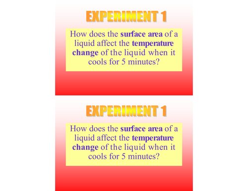 SCIENCE EXPERIMENTS - RATE OF HEAT LOSS INVESTIGATION CIRCUS | Teaching ...