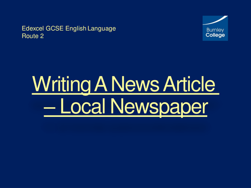 Writing a News Article | Teaching Resources