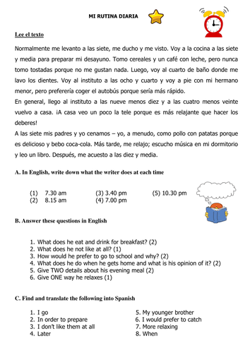 MIRA 2 Rutina Diaria - Spanish Year 9 | Teaching Resources