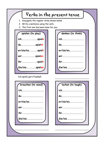German verb worksheets | Teaching Resources
