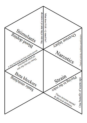 GCSE PE Edexcel 9-1 Optimise training, injuries and warm ups Tarsia ...