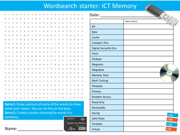 ICT Computing Memory & Storage KS3 GCSE Wordsearch Crossword Anagram ...