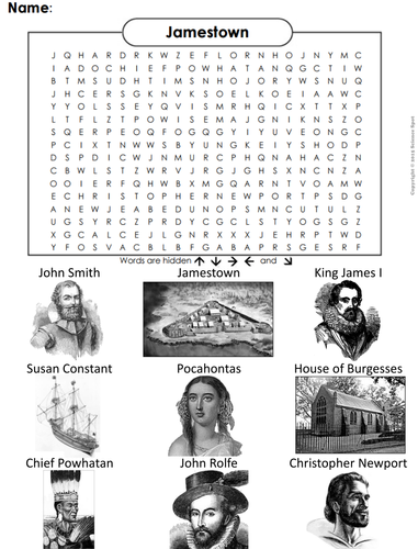 Jamestown Word Search | Teaching Resources