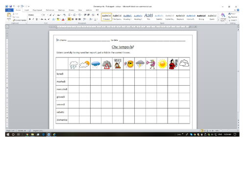 ITALIAN - WEATHER - CHE TEMPO FA? - WORKSHEETS | Teaching Resources