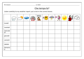 ITALIAN - WEATHER - CHE TEMPO FA? - WORKSHEETS | Teaching Resources