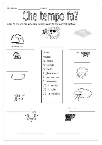 ITALIAN - WEATHER - CHE TEMPO FA? - WORKSHEETS | Teaching Resources