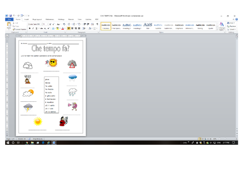 ITALIAN - WEATHER - CHE TEMPO FA? - WORKSHEETS | Teaching Resources
