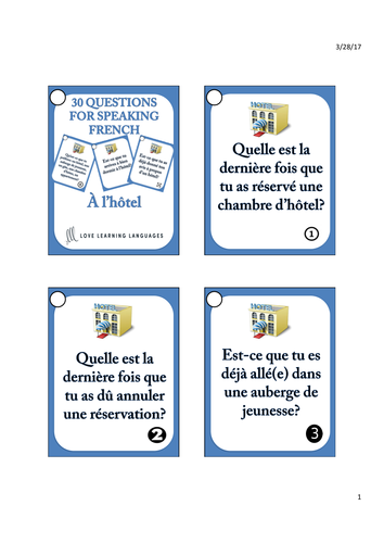 GCSE FRENCH: French Speaking Questions - À l'hôtel - Hotel vocabulary ...