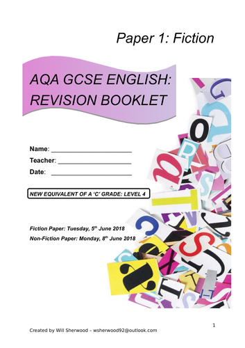 NEW AQA GCSE English Language Complete Paper 1 Revision Booklet ... NEW AQA GCSE English Language Complete Paper 1 Revision Booklet ...
