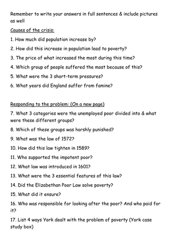 Poverty in Elizabethan England | Teaching Resources