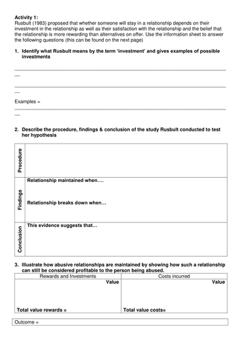 Theories of Romantic Relationships - Rusbult's Investment Model ...