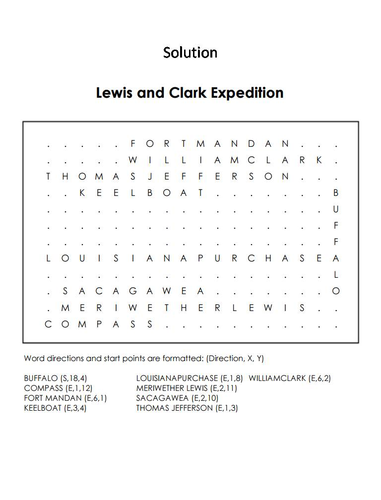 Lewis and Clark Expedition Word Search | Teaching Resources