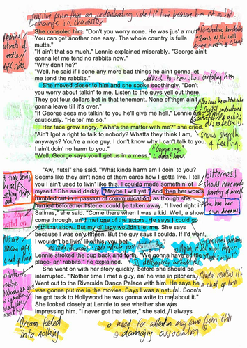 Curley's Wife extract annotations and analysis - OMAM | Teaching Resources