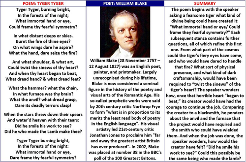 TYGER TYGER - DESCRIPTIVE ANIMAL POEM - UNIT PLANS AND RESOURCES ...