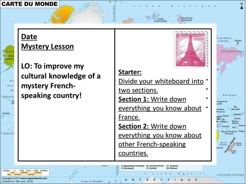 French Cultural Lesson Bundle - Mystery Countries, Nandos Takeaway Menu ...