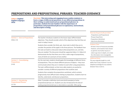 Prepositions and Prepositional Phrases! | Teaching Resources