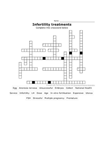 GCSE Biology crosswords NEW specification Chapter 11: Hormonal ...