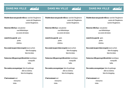 French activities "Ma ville" | Teaching Resources