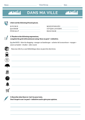 French activities "Ma ville" | Teaching Resources