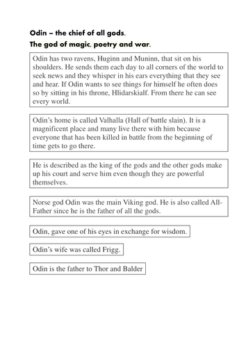 Viking Gods, - History/Art lesson. Year 3-6 | Teaching Resources