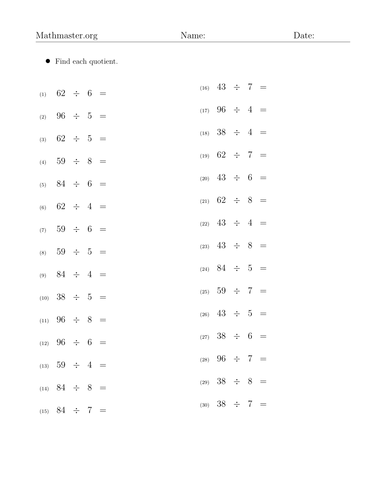 Division Worksheets (Used for Y3) | Teaching Resources