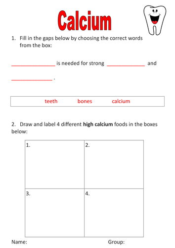 AEN Fibre and Calcium Worksheets | Teaching Resources