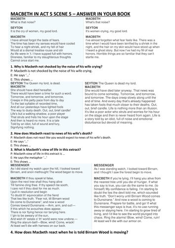 Macbeth Act 5 - 5 lessons | Teaching Resources